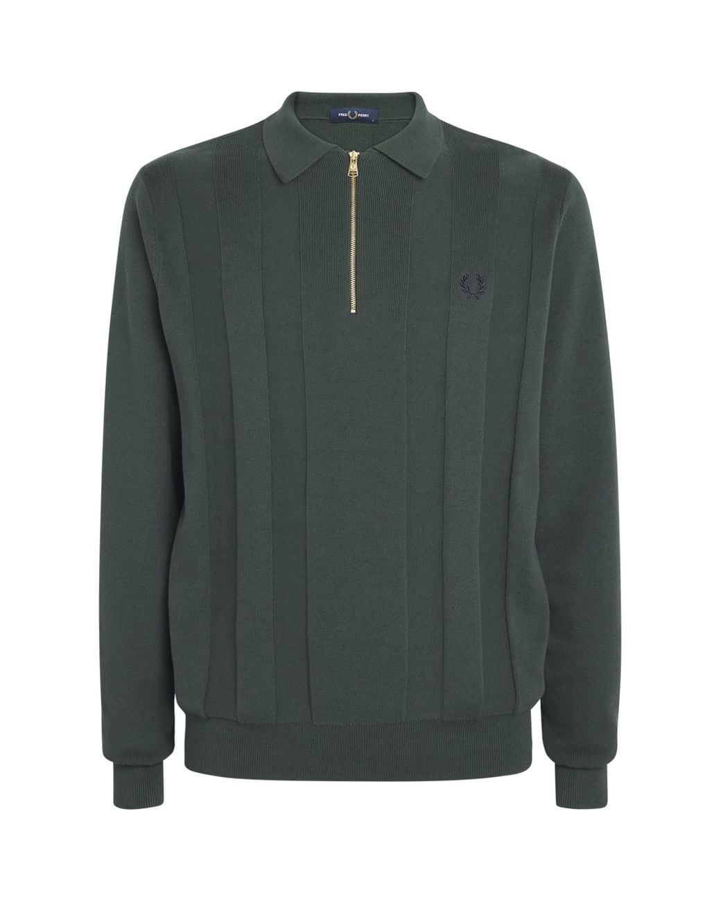 Fred Perry Cotton Zip-Up Polo Shirt in Green for Men | Lyst