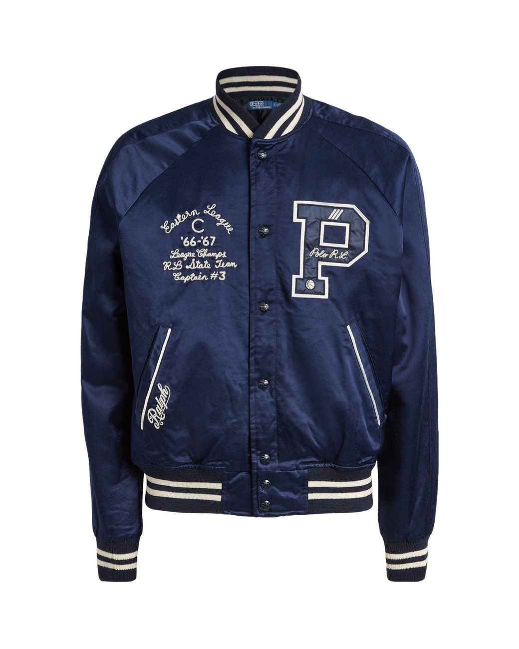 Polo Ralph Lauren Embroidered Applique Varsity Jacket in Blue for Men ...