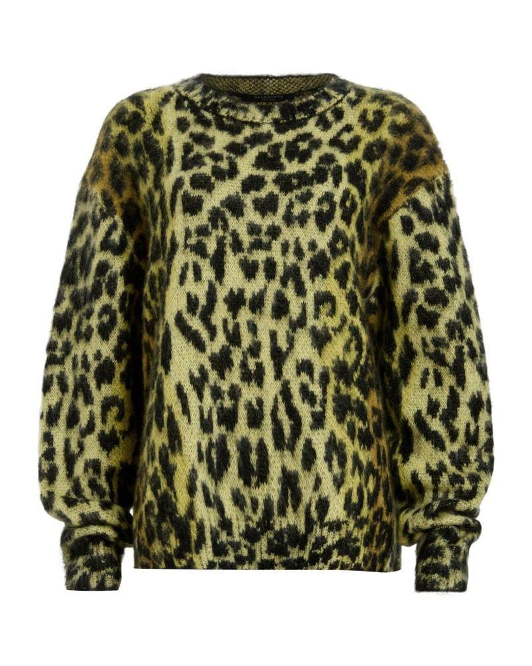 AllSaints Leopard Print Sweater in Green | Lyst