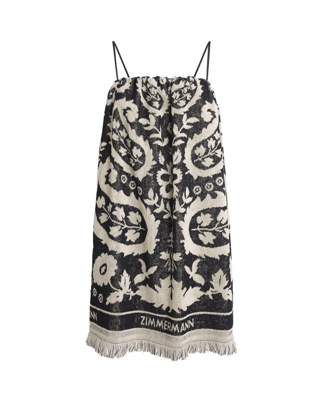 Zimmermann Cotton Towelling Coco Mini Dress in Black | Lyst