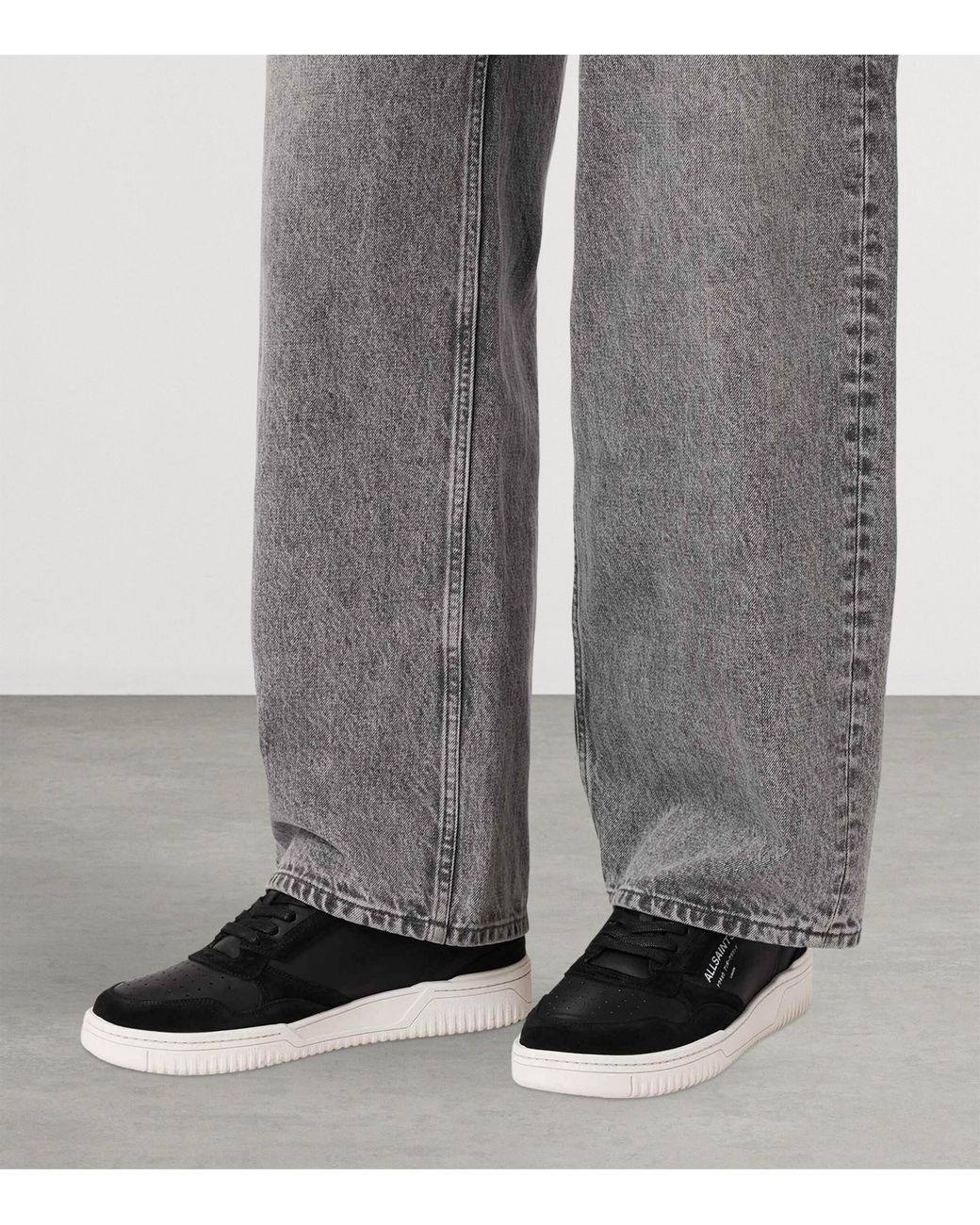 AllSaints Leather Regan Sneakers in Black for Men | Lyst