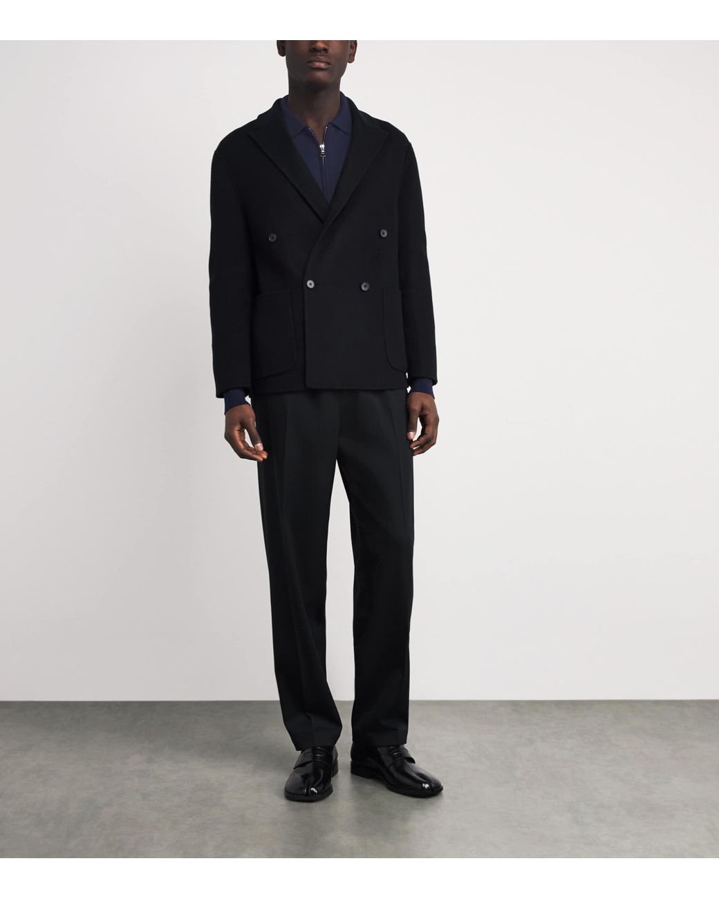 Officine Generale Wool Quarter-Zip Polo Sweater in Blue for Men | Lyst
