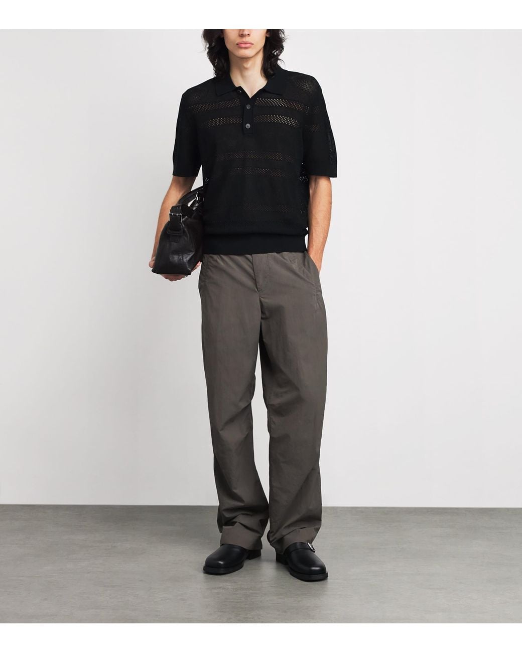 Dries Van Noten Knitted Mercy Polo Shirt in Black for Men | Lyst