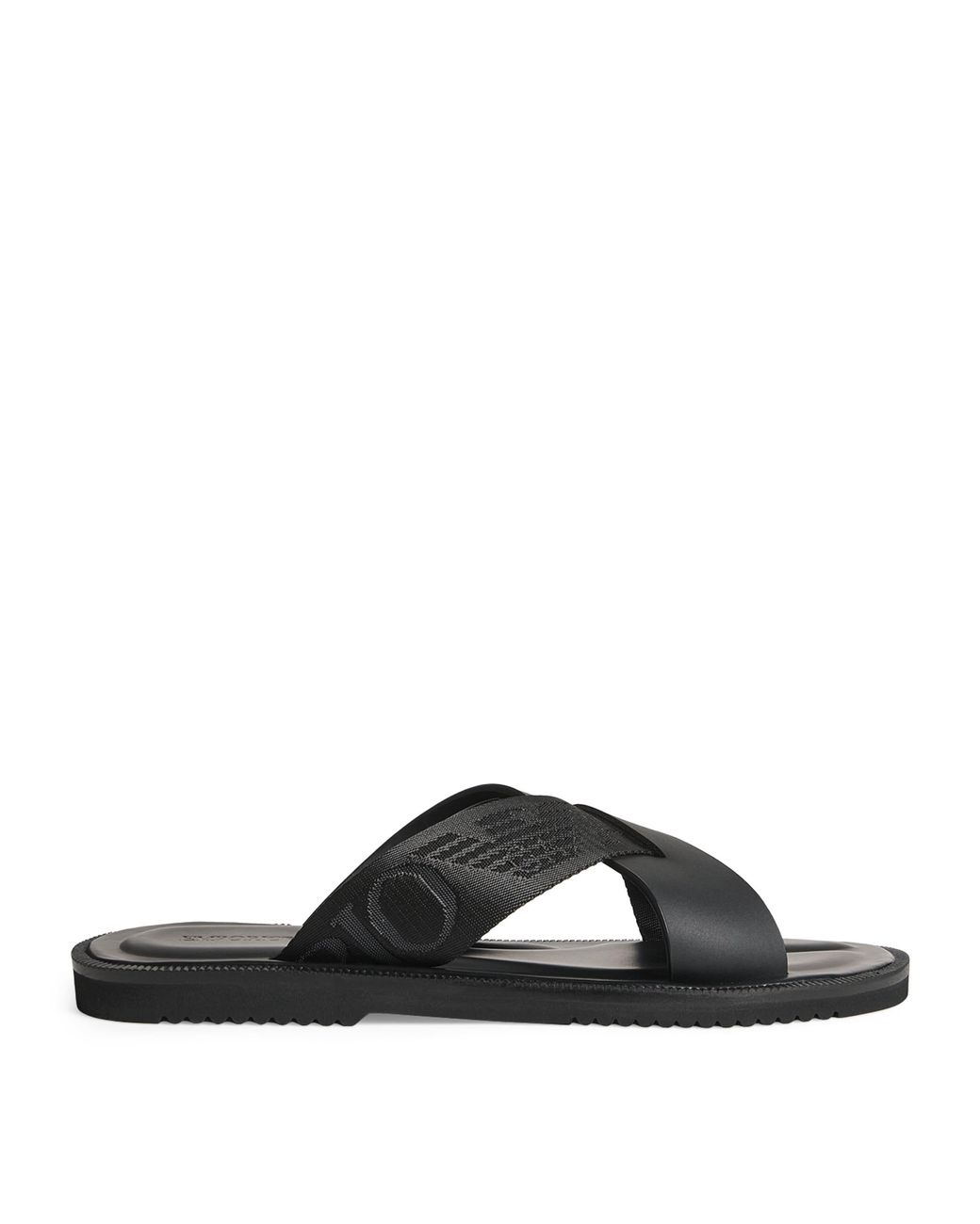 Emporio Armani Leather Crossover Sandals in Black for Men | Lyst UK