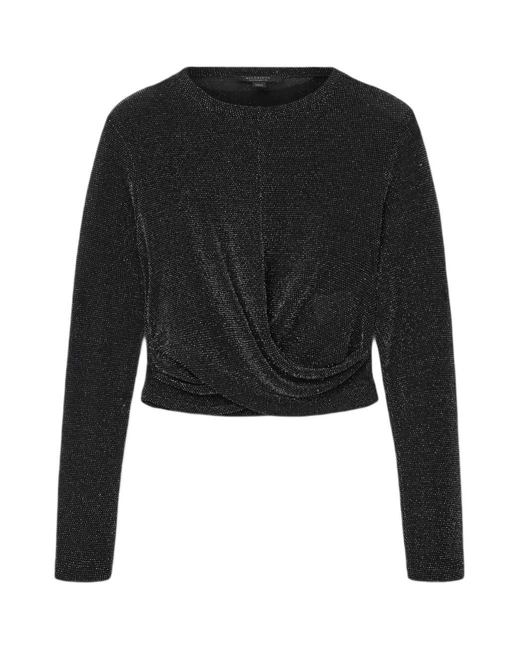 AllSaints Metallic Skylar Crop Top in Black | Lyst
