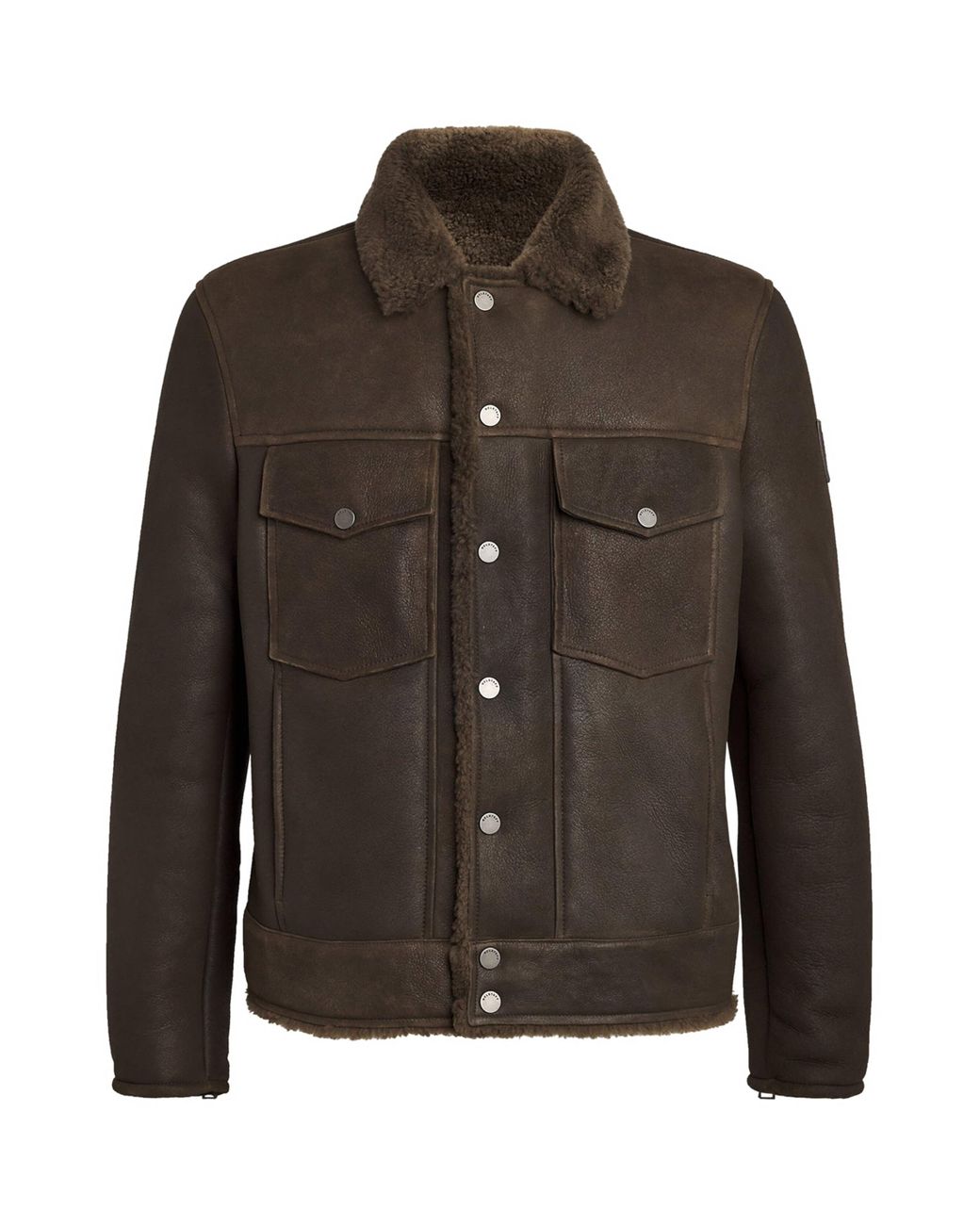 Belstaff Merino Shearling Piston Jacket in Brown for Men | Lyst