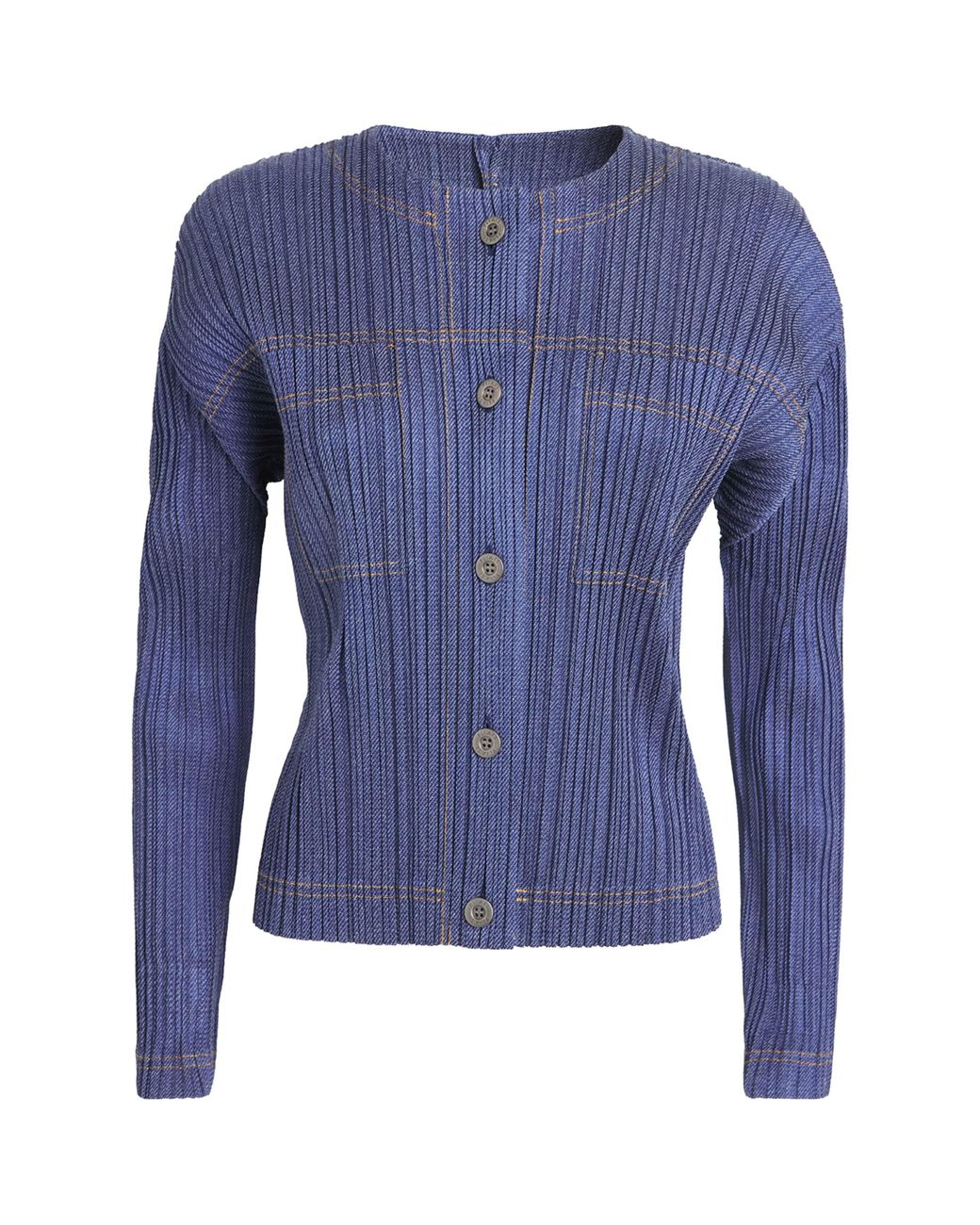 Pleats Please Issey Miyake Pleated Cotton Denim Jacket in Blue | Lyst