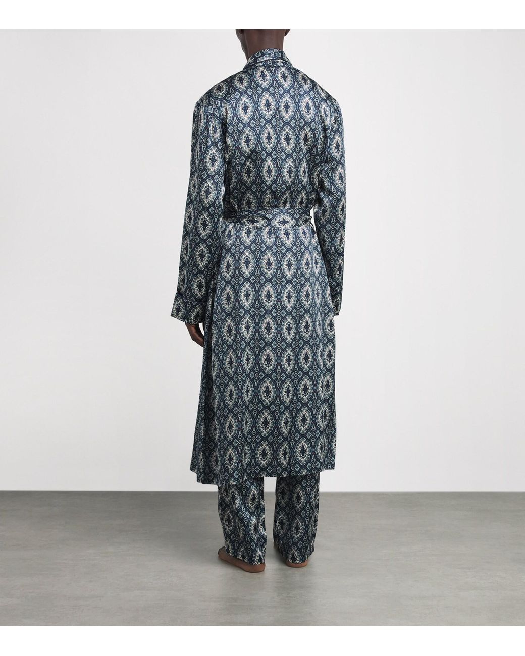 Harrods Silk Tile Print Night Robe in Blue for Men | Lyst UK