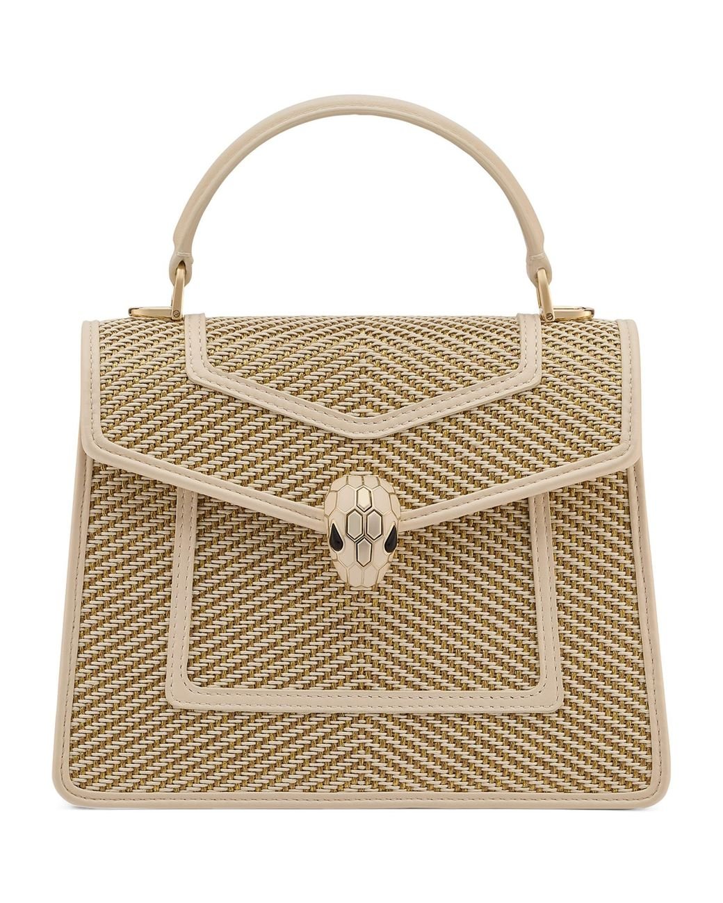 BVLGARI Medium Chevron Serpenti Forever Top-handle Bag in Natural | Lyst