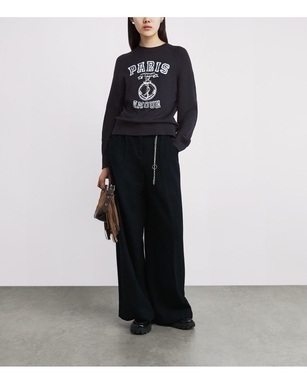 Maje Paris Amour Logo Sweater in Blue | Lyst UK
