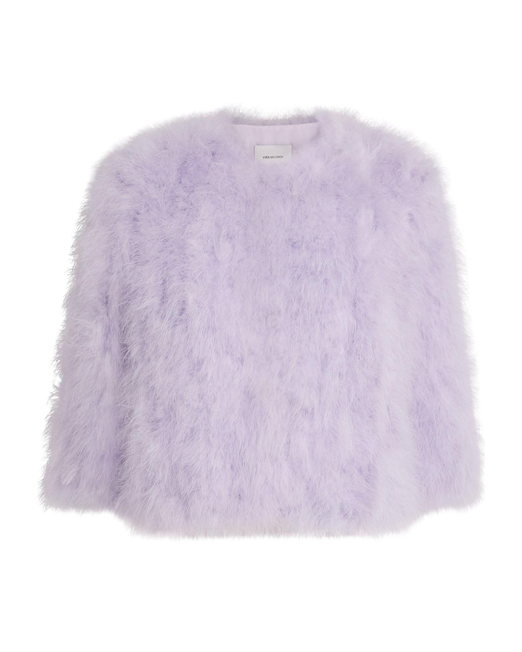Yves Salomon Feather Cropped Jacket in Purple | Lyst UK
