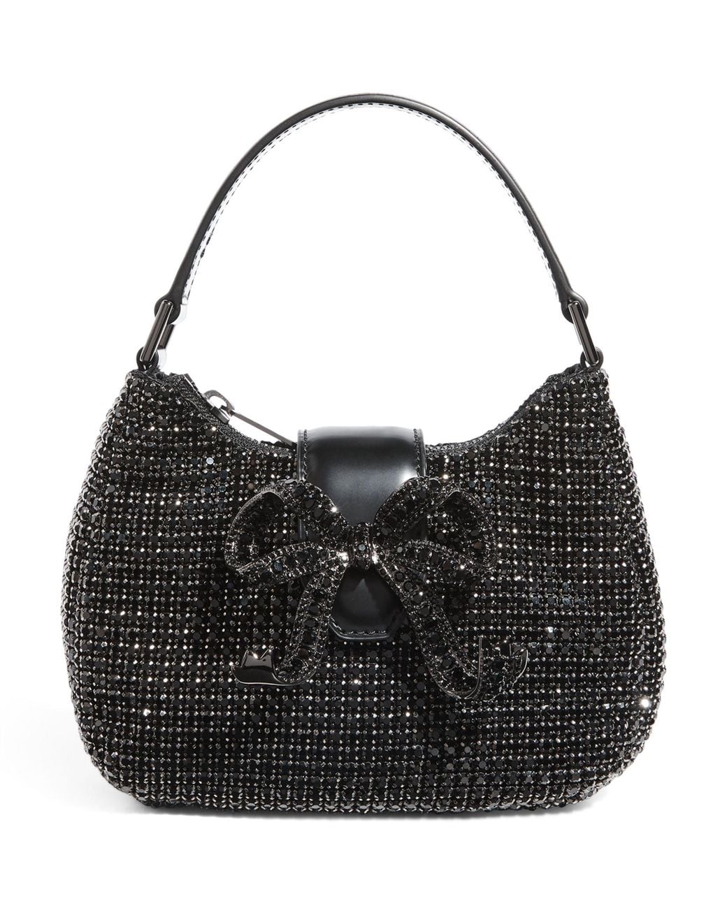 Self-Portrait Diamanté Crescent The Bow Bag in Black | Lyst