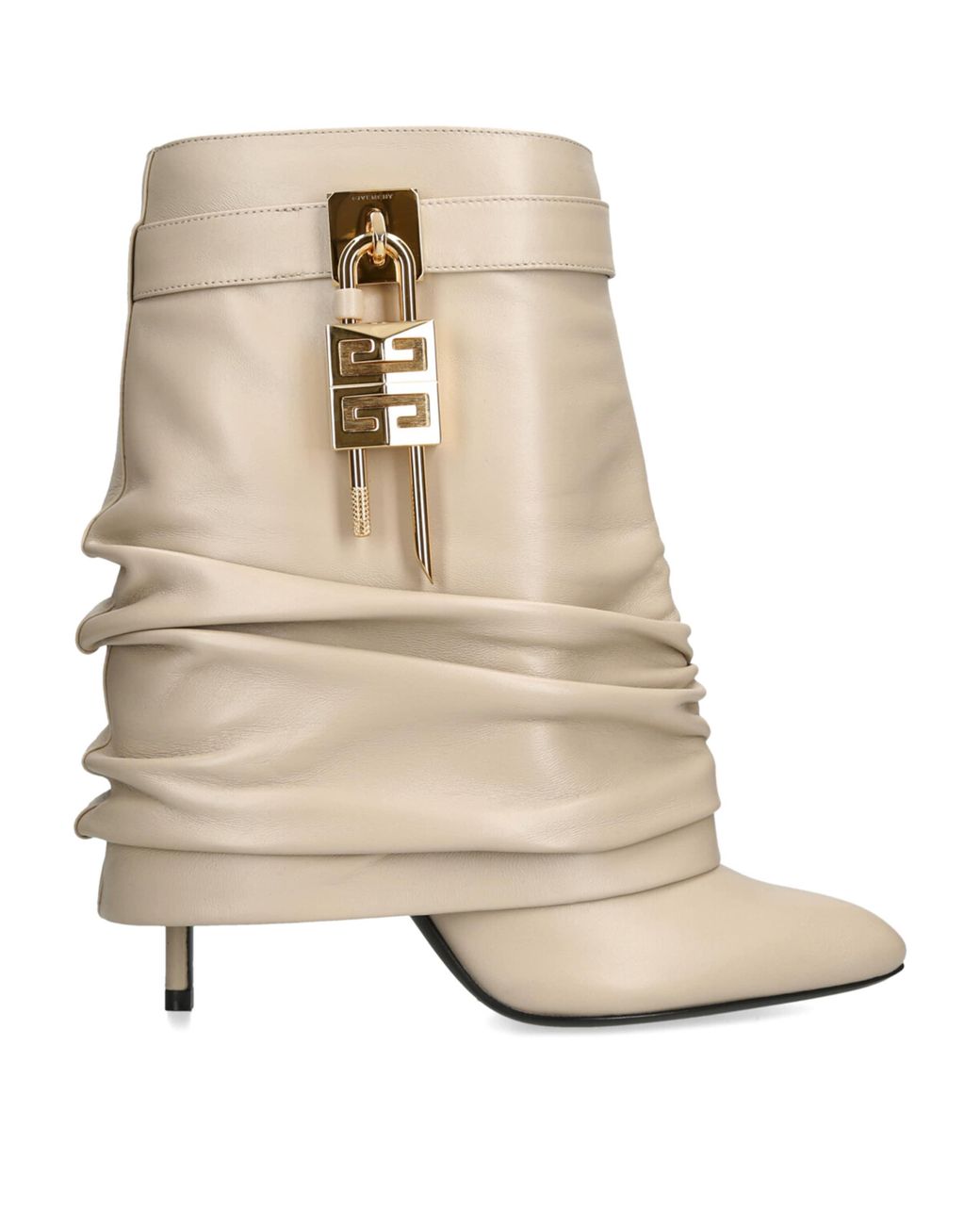 Givenchy Leather Scrunched Shark Lock Boots 100 in Natural | Lyst