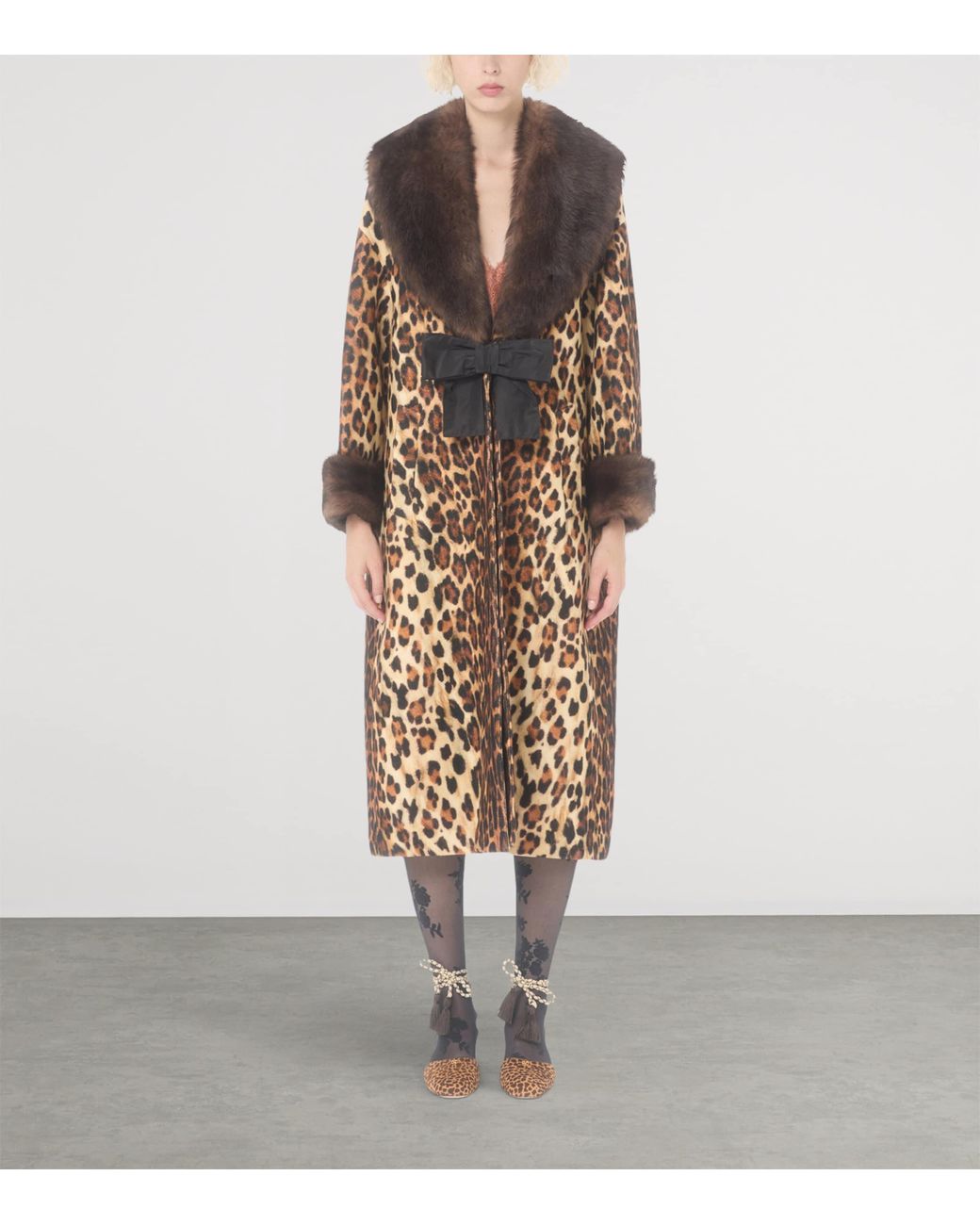 Valentino Wool Leopard Print Coat in Brown | Lyst UK