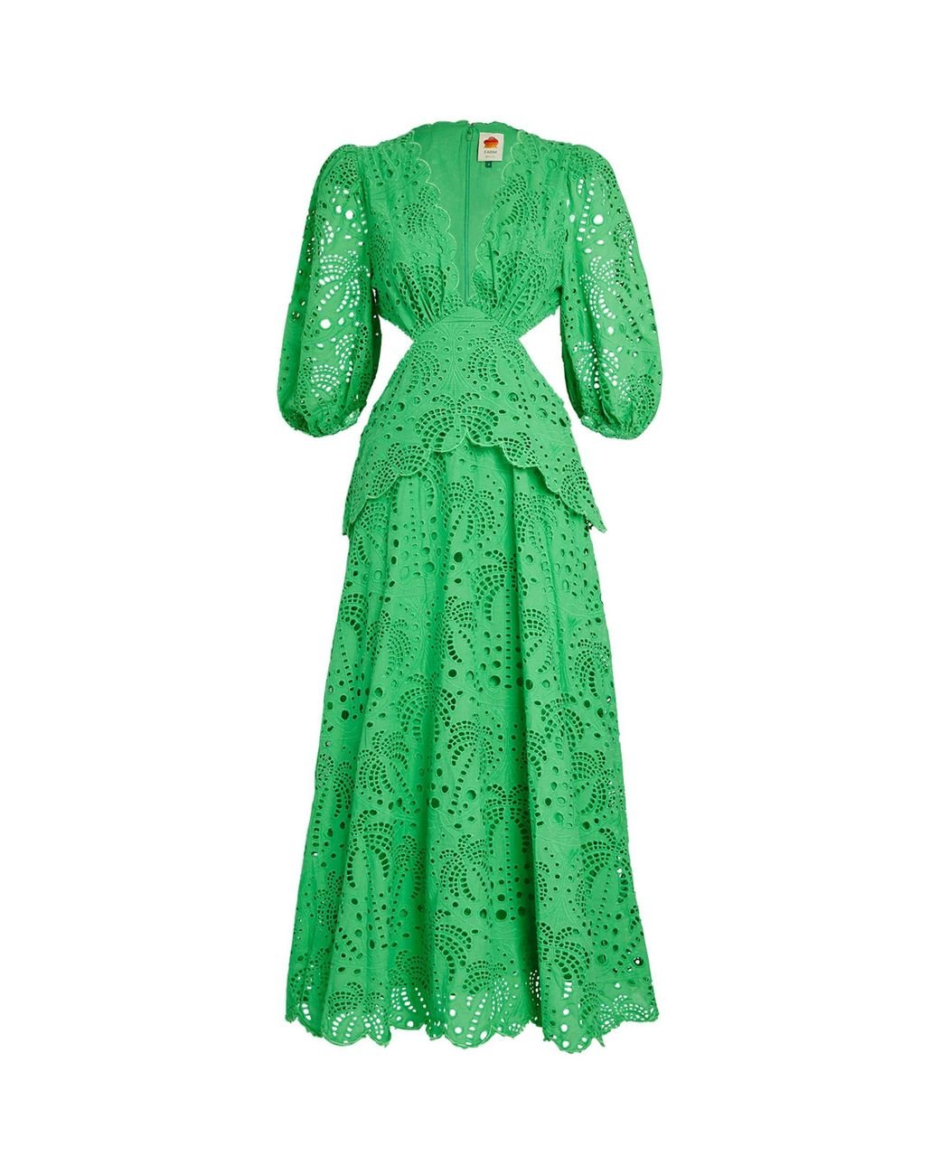 FARM Rio Richelieu Broderie Anglaise Cotton Dress in Green | Lyst Canada