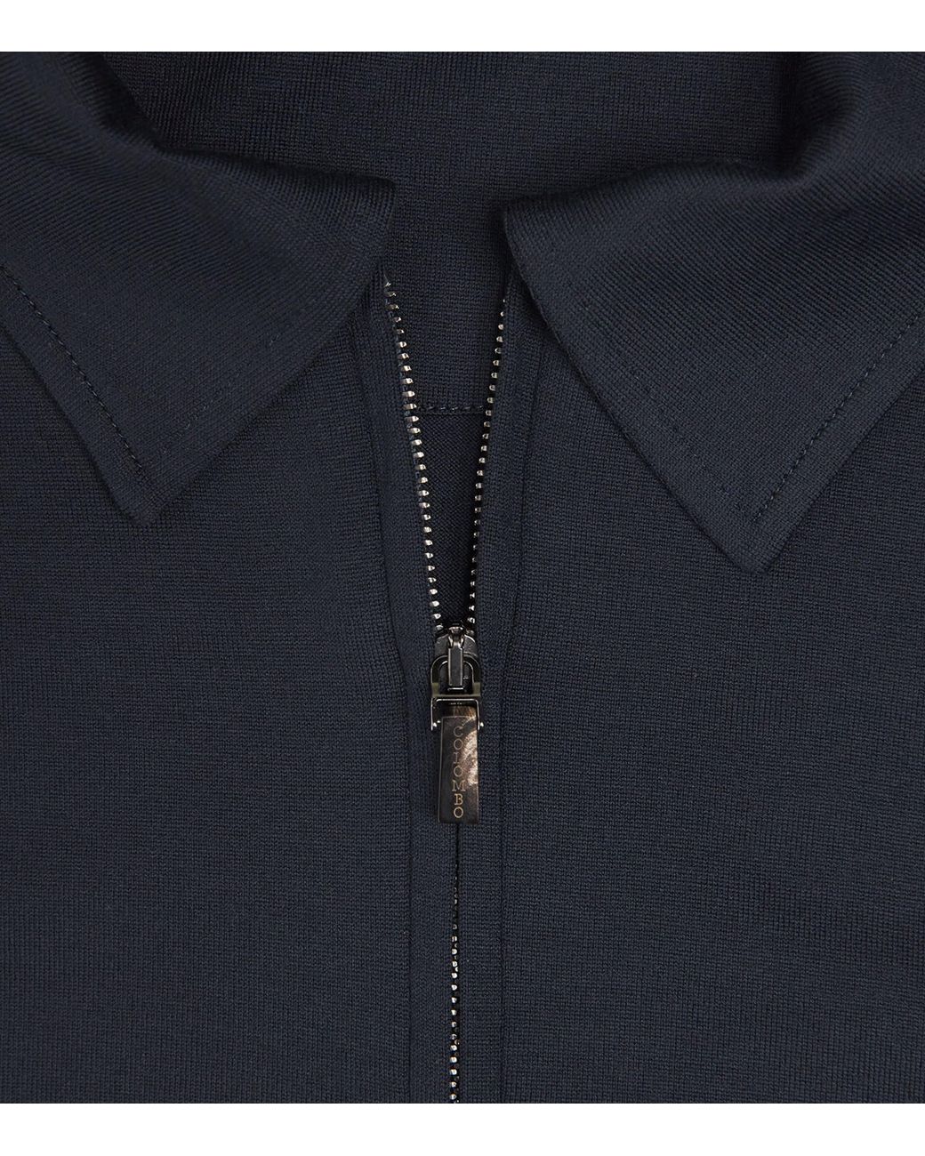 Colombo Kid Wool Quarter-Zip Polo Sweater in Blue for Men | Lyst