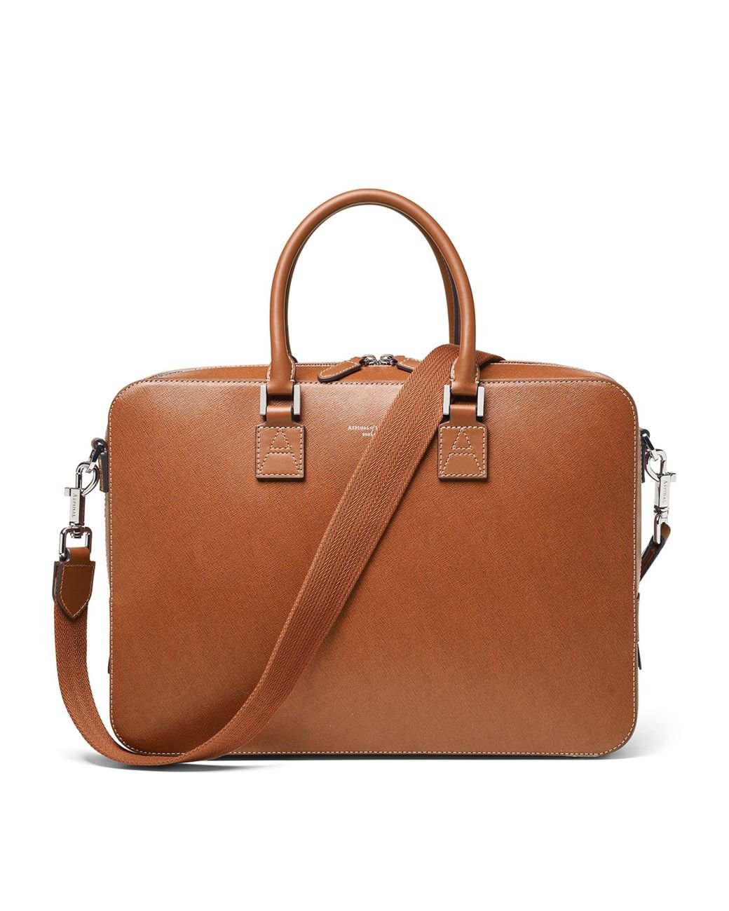 Aspinal of London Leather Mount Street Briefcase in Brown for Men | Lyst