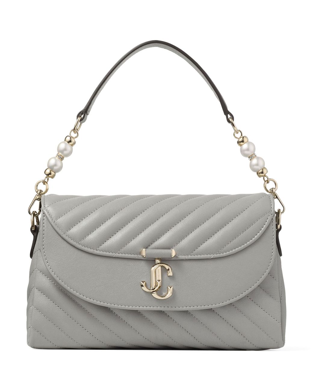 Jimmy Choo Curve Quilted Leather Top-Handle Bag in Gray | Lyst