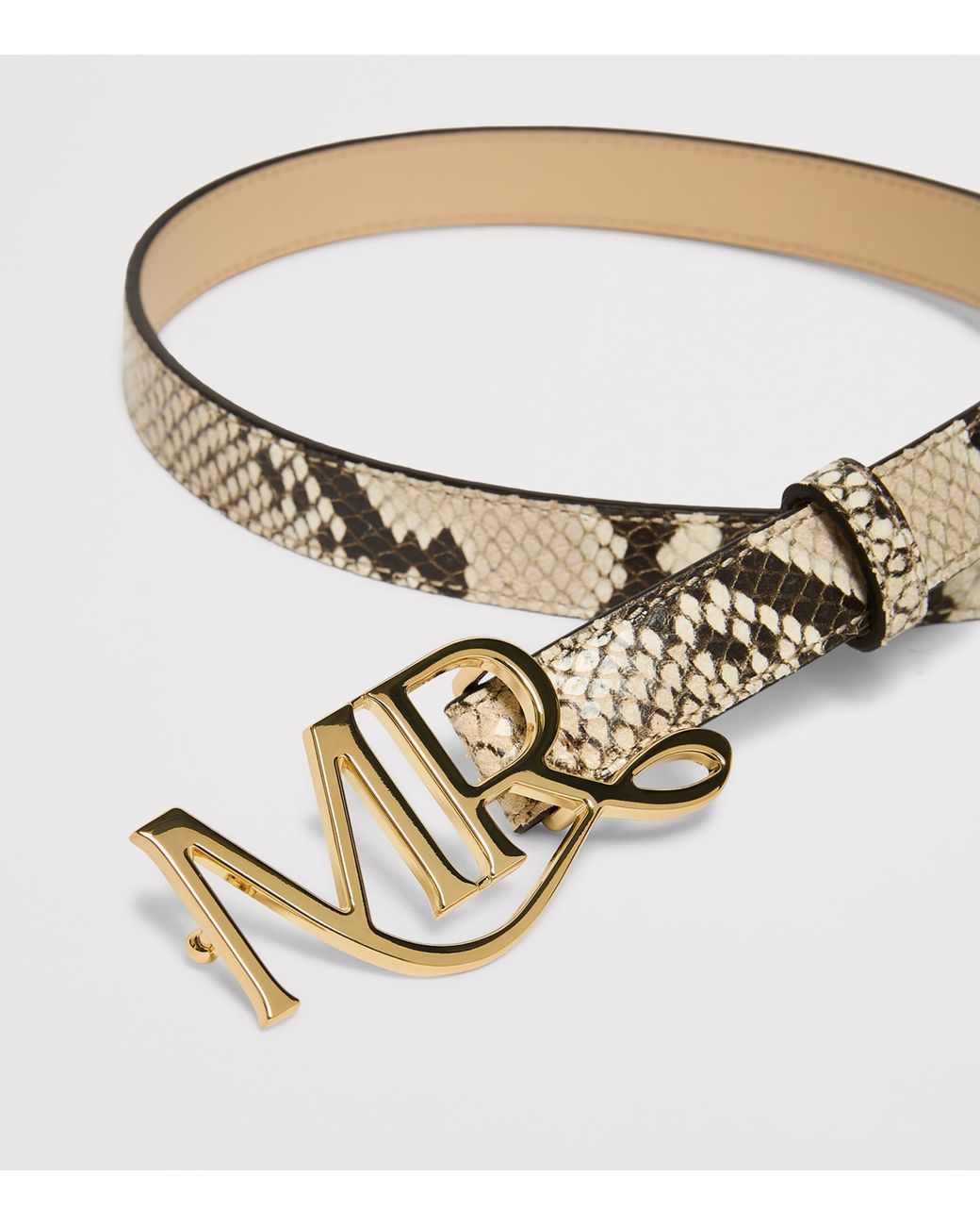 Marina Rinaldi Leather Snakeskin-Effect Logo Belt in Metallic | Lyst UK