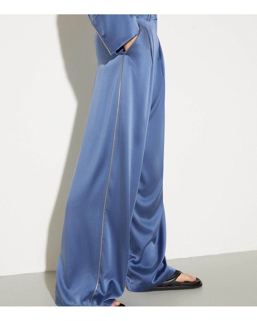 MAX&Co. Stretch-Silk Trousers in Blue | Lyst UK