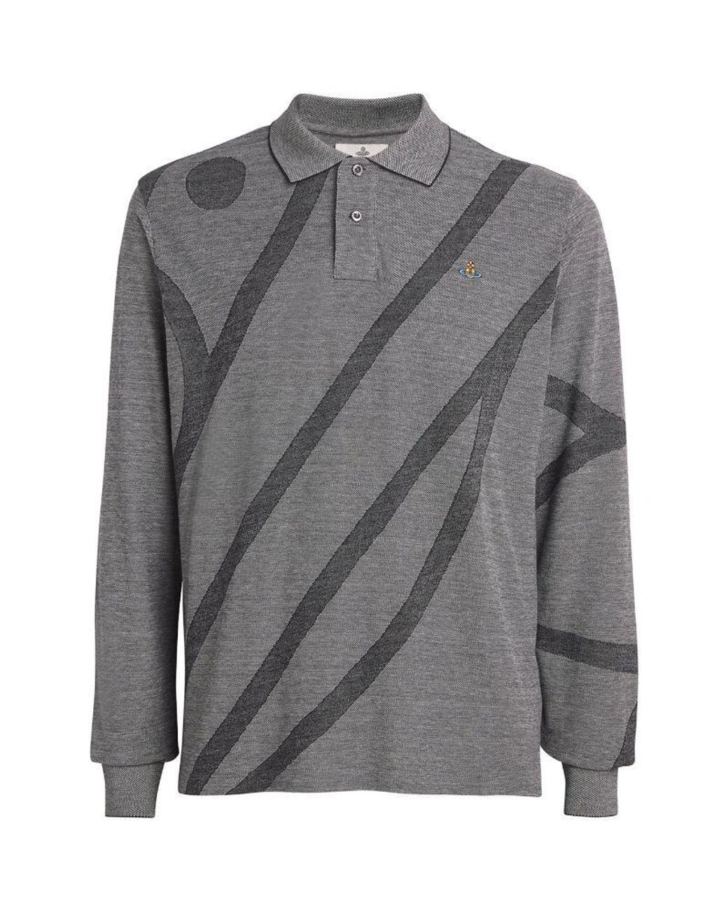 Vivienne Westwood Jacquard Orb Logo Polo Shirt in Gray for Men | Lyst