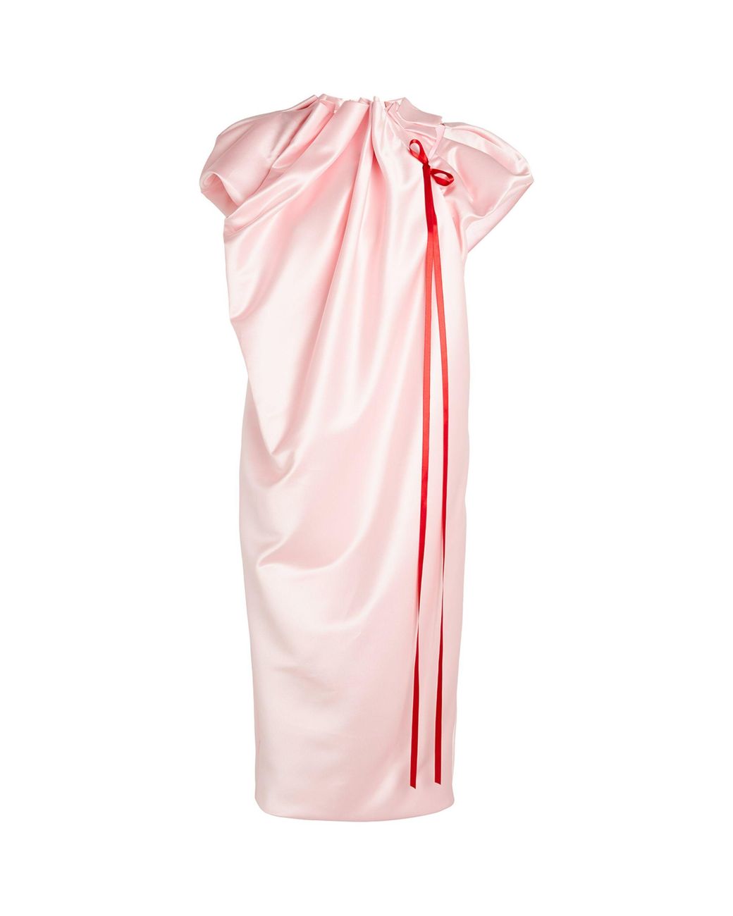 Simone Rocha Satin Sack Midi Dress in Pink | Lyst
