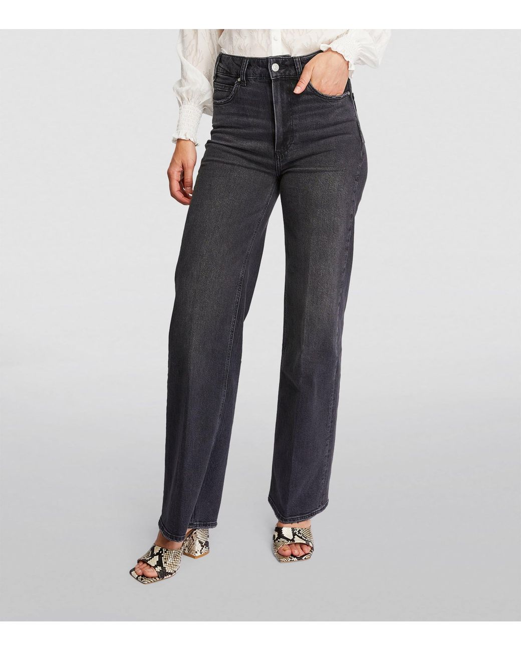 PAIGE Sasha Straight Jeans in Black | Lyst