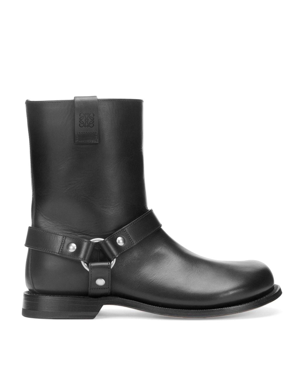 Loewe X Paula'S Ibiza Leather Campo Biker Boots in Black | Lyst