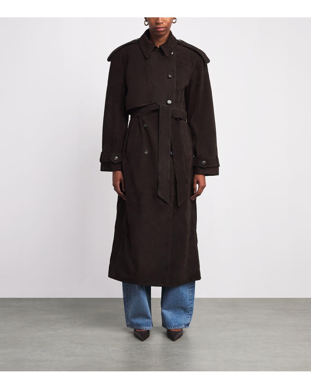 Almada Label Suede Sienna Coat in Black | Lyst UK