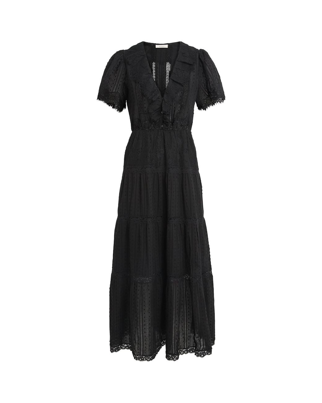 Doen Cotton Gabriella Midi Dress in Black | Lyst