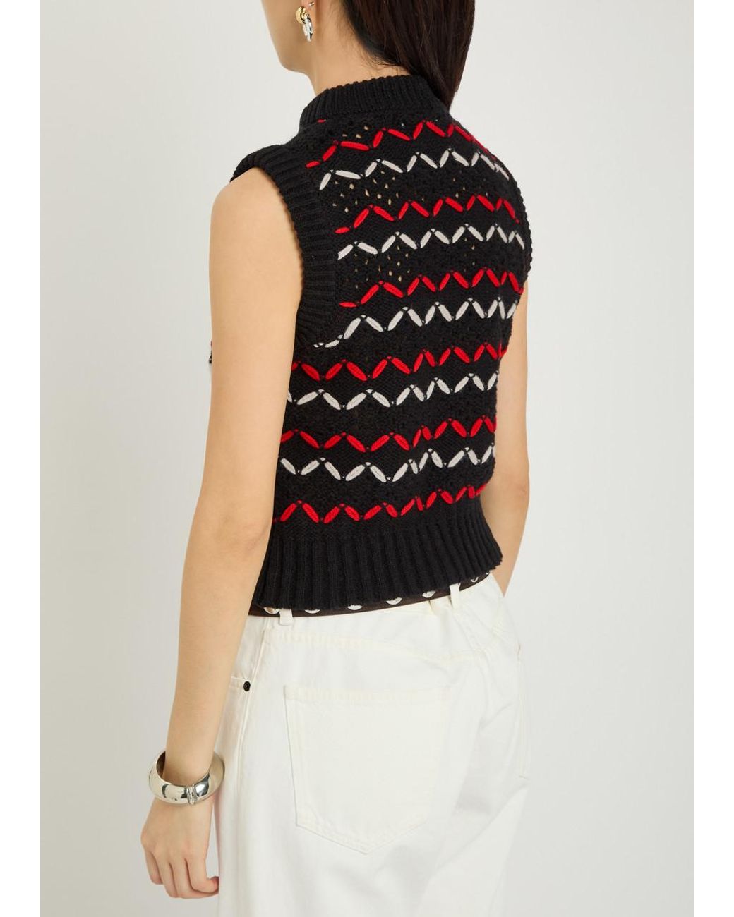 B.B. Wallace Neel Zigzag-Intarsia Wool Vest in Black | Lyst