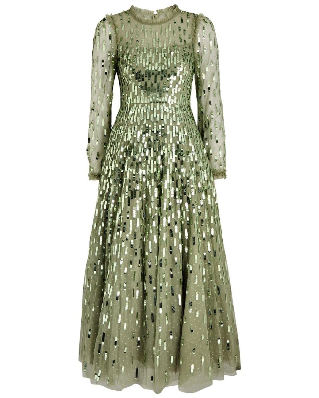 Needle & Thread Sequin Dash Embellished Tulle Gown in Green | Lyst
