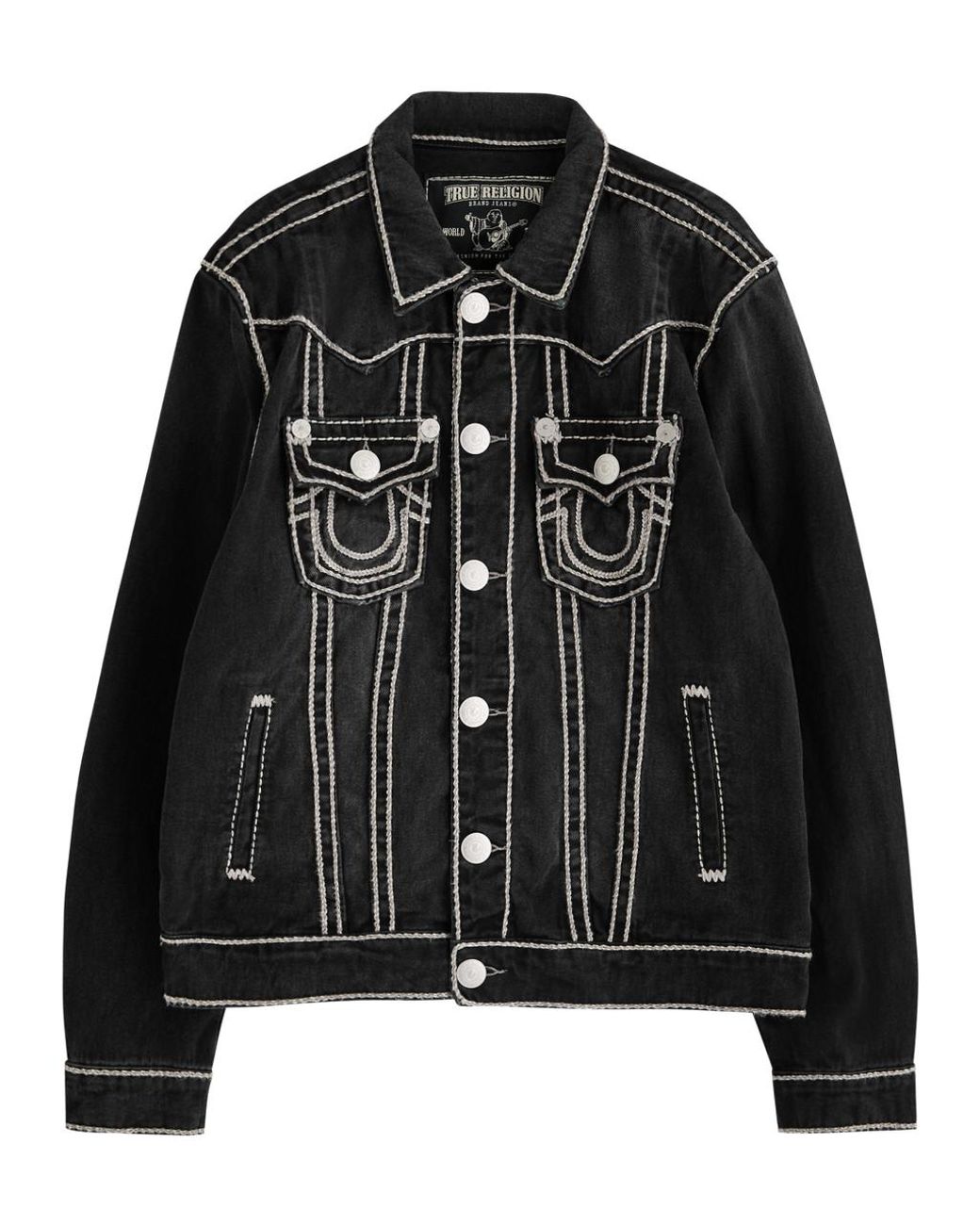 True Religion Jimmy Panelled Denim Jacket in Black for Men | Lyst