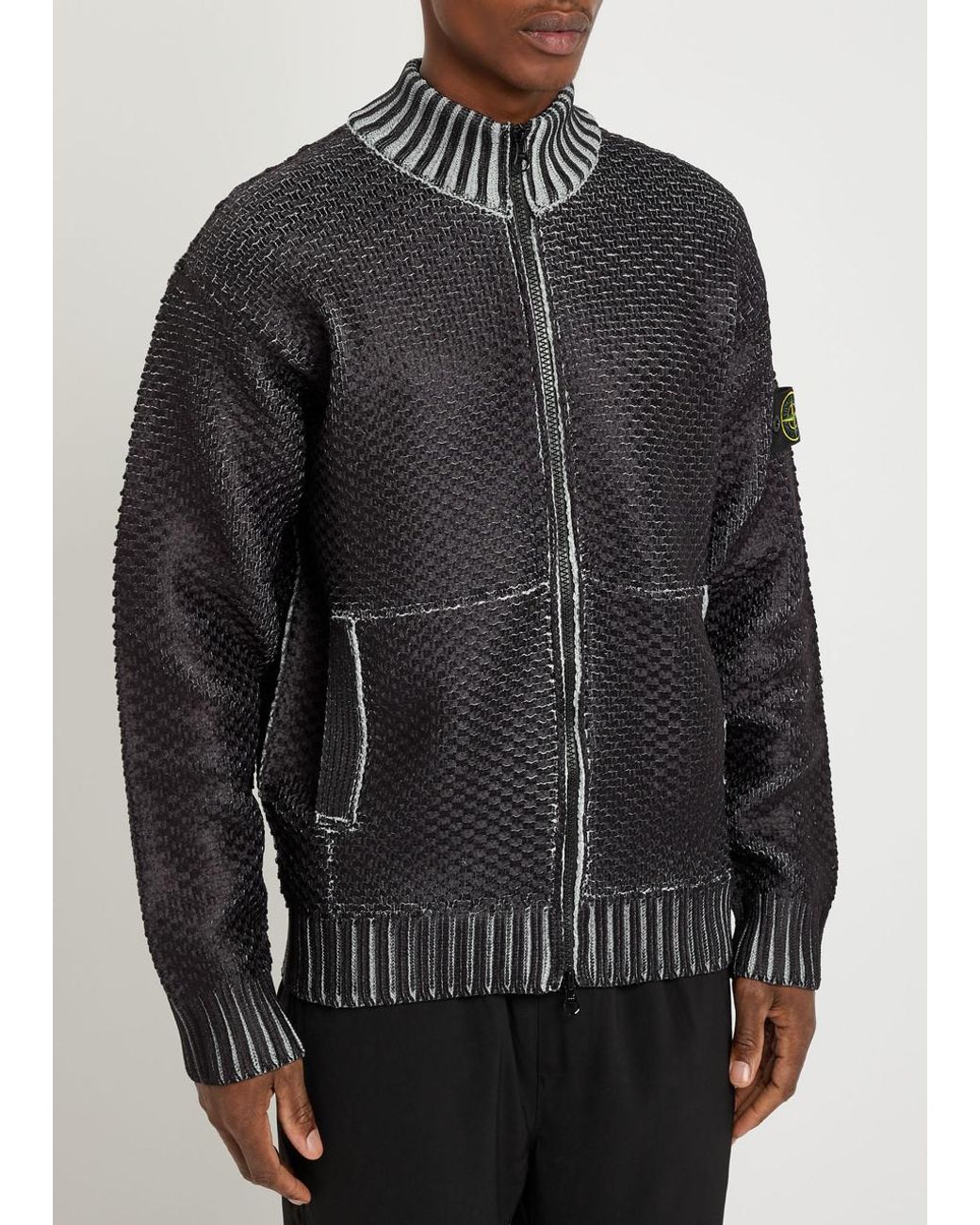 Stone Island Sublimatic Knit Cardigan In Black For Men Lyst