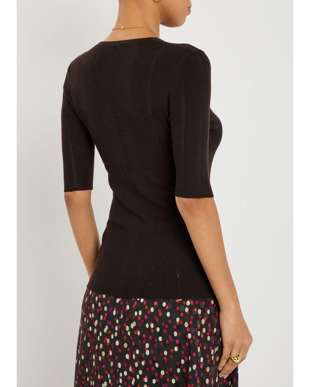Gabriela Hearst Amari Pointelle Wool Top in Black | Lyst UK