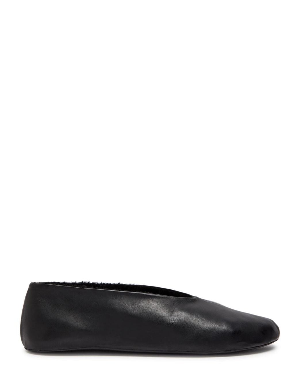 The Row Stella Shearling-Lined Leather Ballet Flats in Black | Lyst