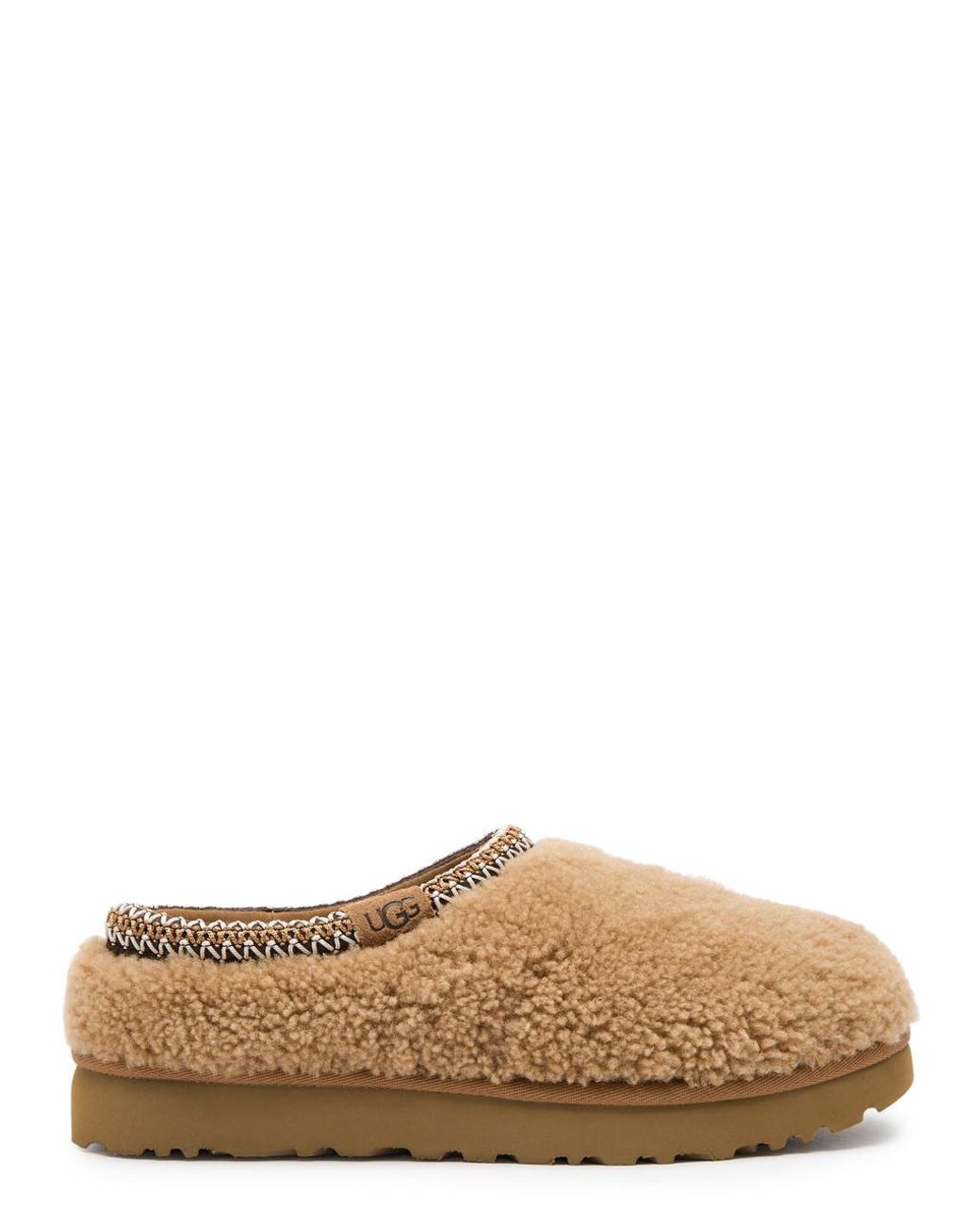 UGG Tasman Maxi Curly Shearling Flatform Slippers in Brown | Lyst