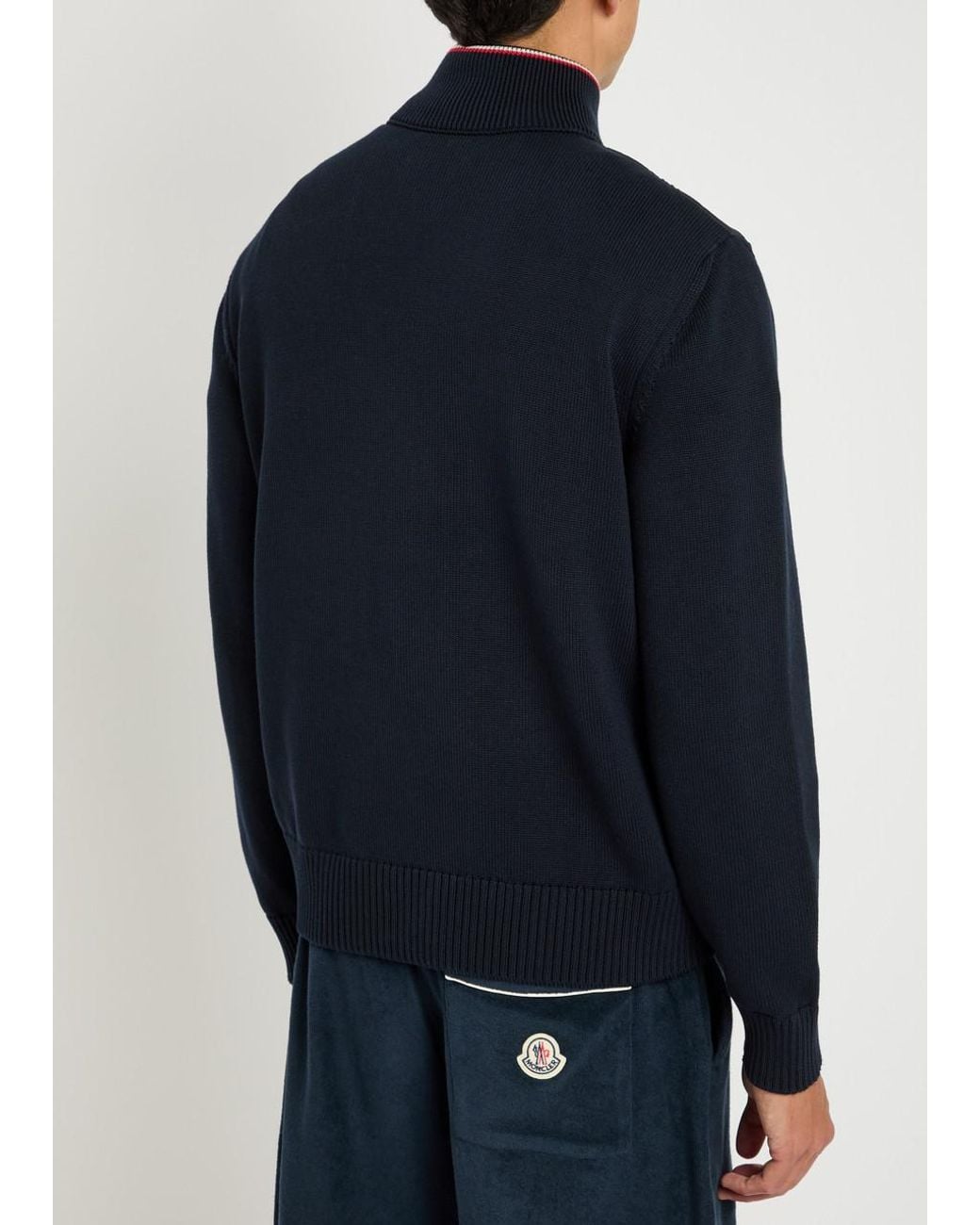 Moncler Quilted Shell And Knit Jacket in Blue for Men | Lyst