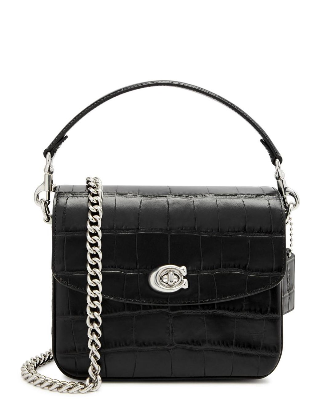 COACH Cassie 19 Crocodile-effect Leather Cross-body Bag in Black | Lyst