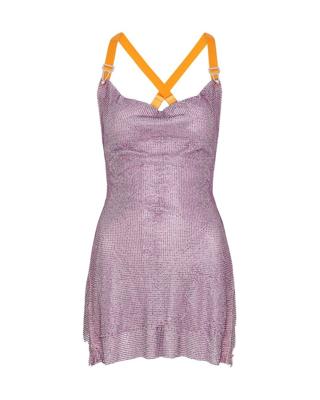 Poster Girl Calypso Crystal Embellished Chainmail Mini Dress In Purple