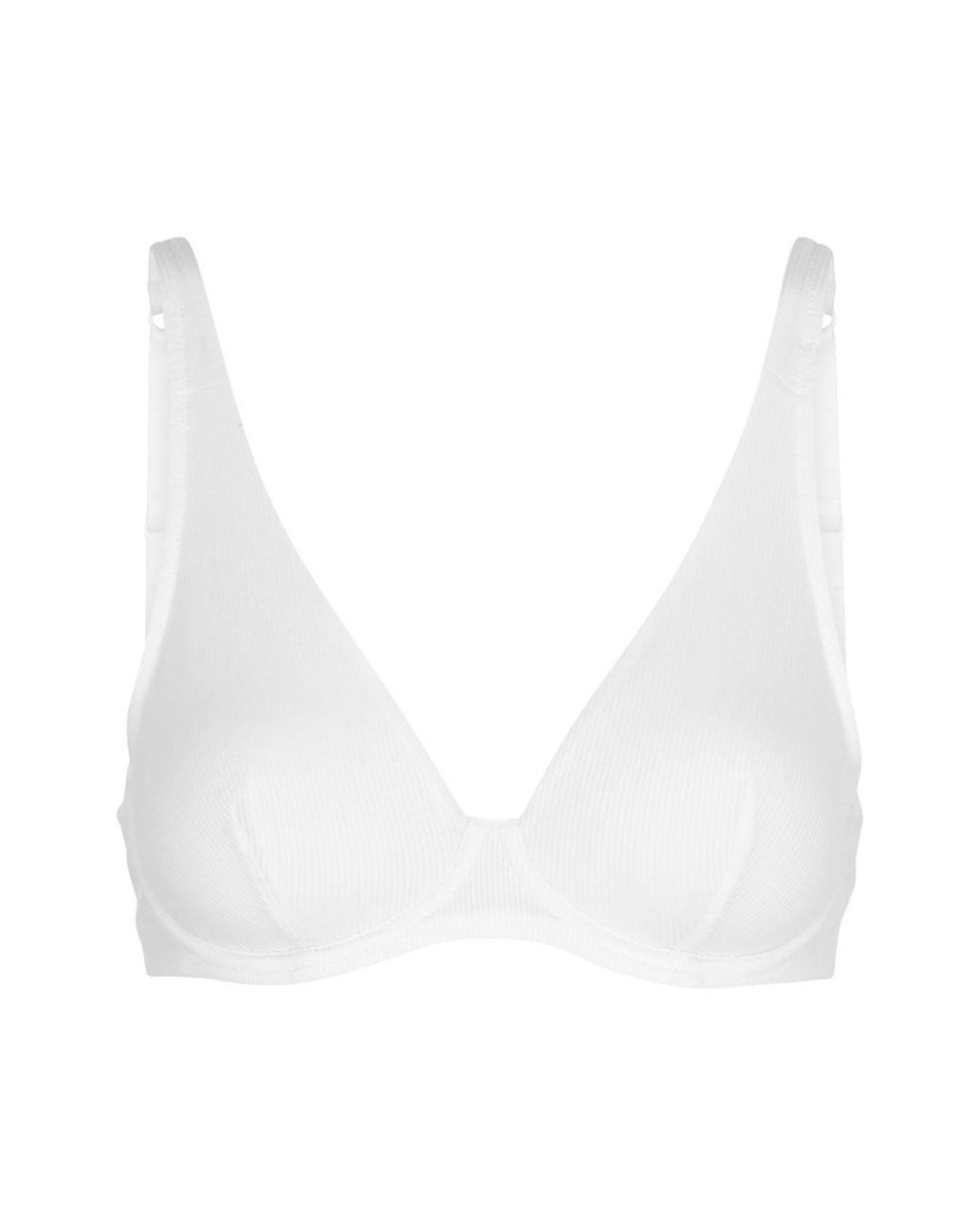 Simone Perele Eugenie Ribbed Underwired Plunge Bra in White | Lyst
