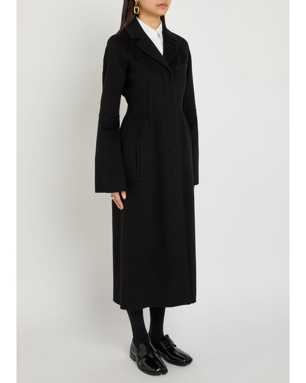 Sportmax Wool Coat in Black | Lyst UK