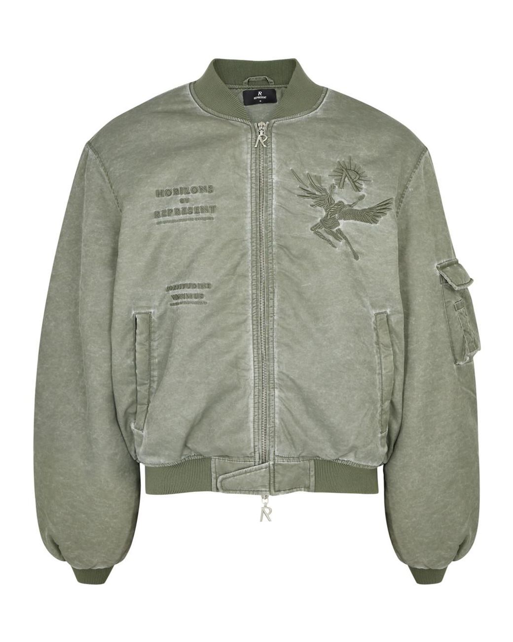Represent Icarus Logo-embroidered Shell Bomber Jacket in Green for Men ... Represent Icarus Logo-embroidered Shell Bomber Jacket in Green for Men ...