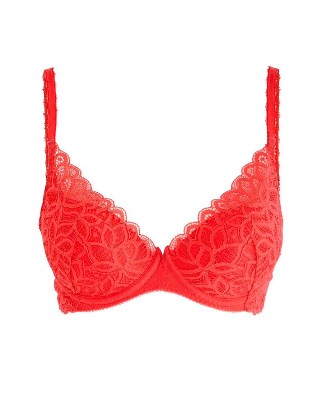 Wacoal Raffine Lace Plunge Bra in Red | Lyst