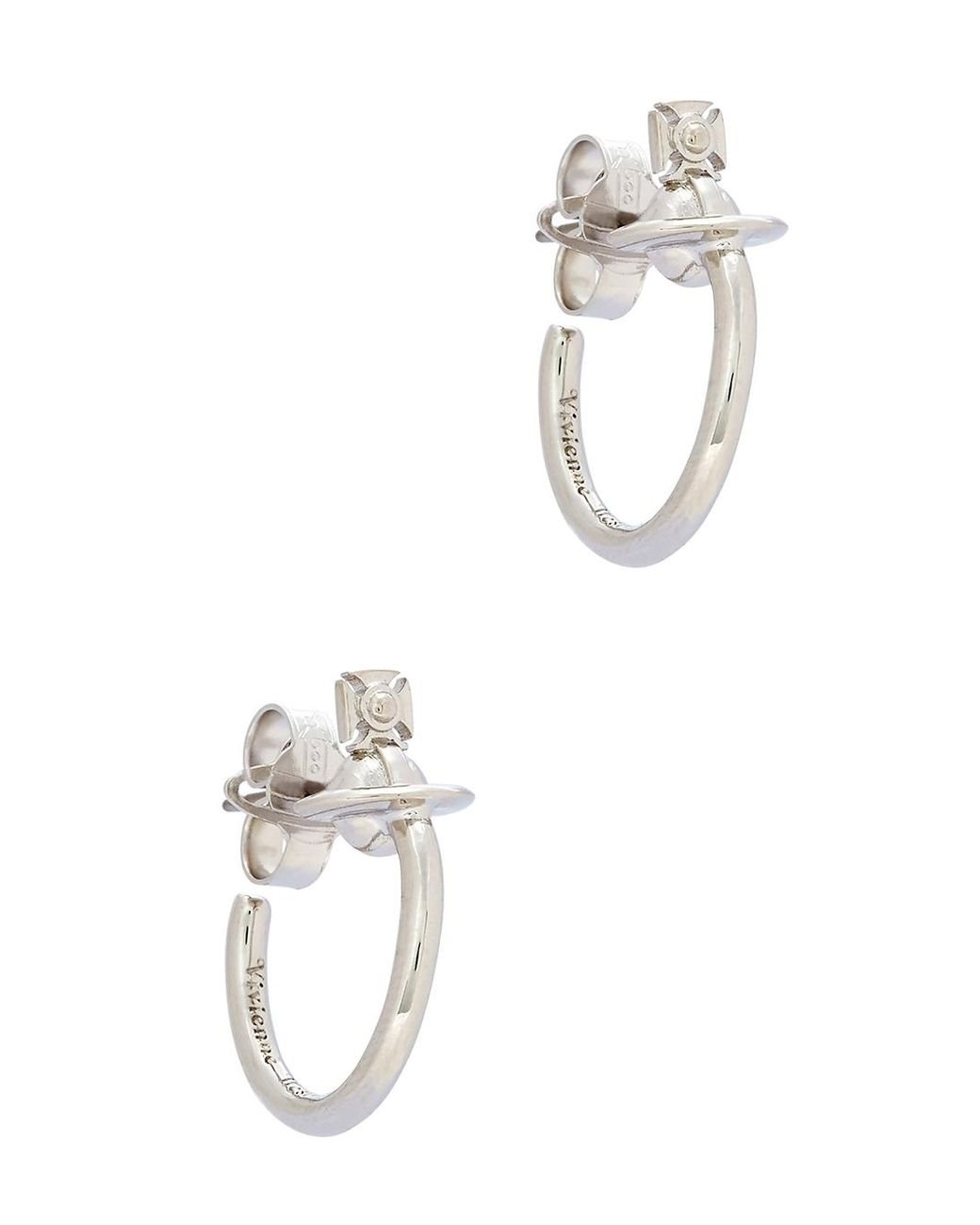 Vivienne Westwood Vera Silver tone Orb Hoop Earrings in Metallic Lyst