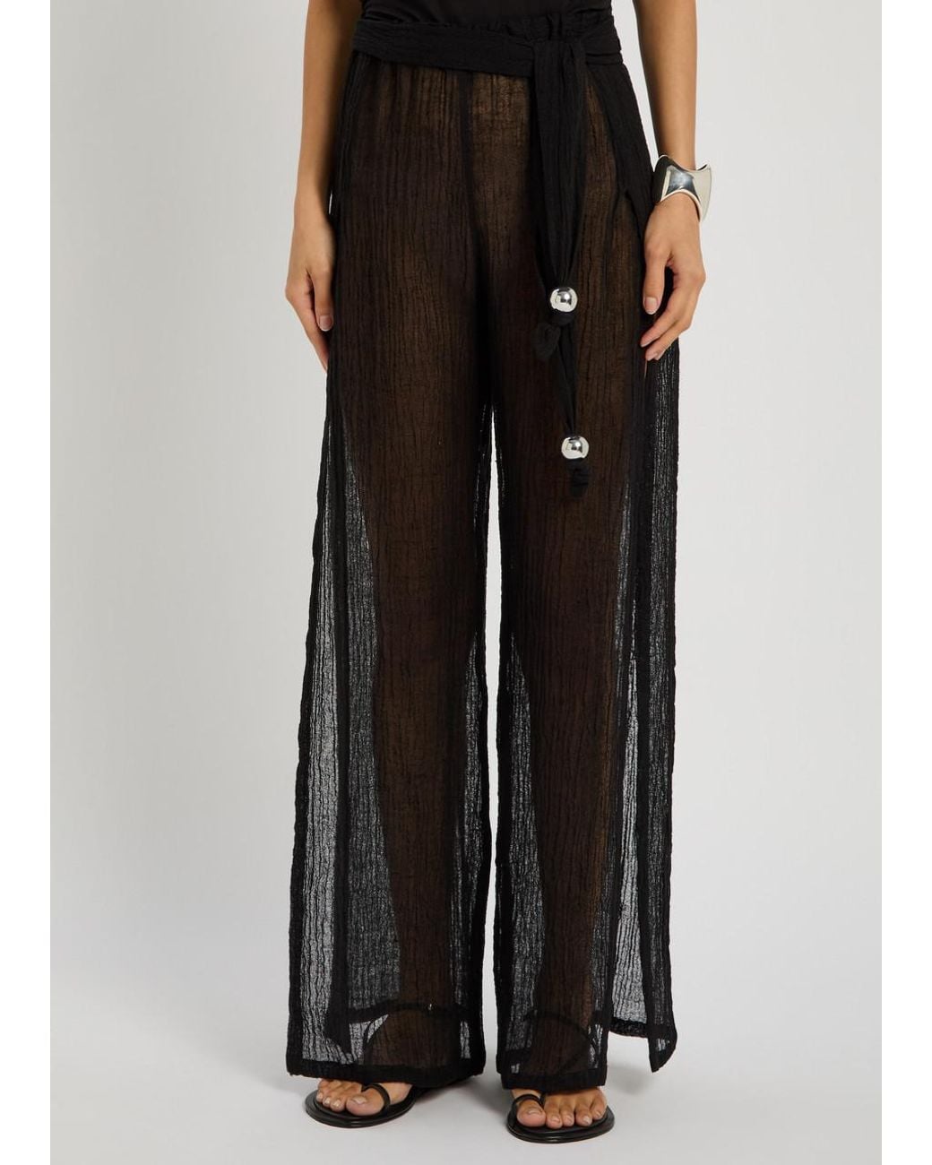 Lisa Marie Fernandez Open Side Linen-Blend Beach Trousers in Black | Lyst