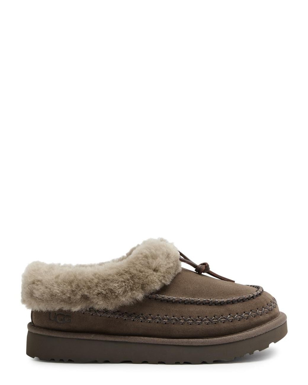 UGG Tasman Alpine Suede Flatform Slippers in Brown | Lyst