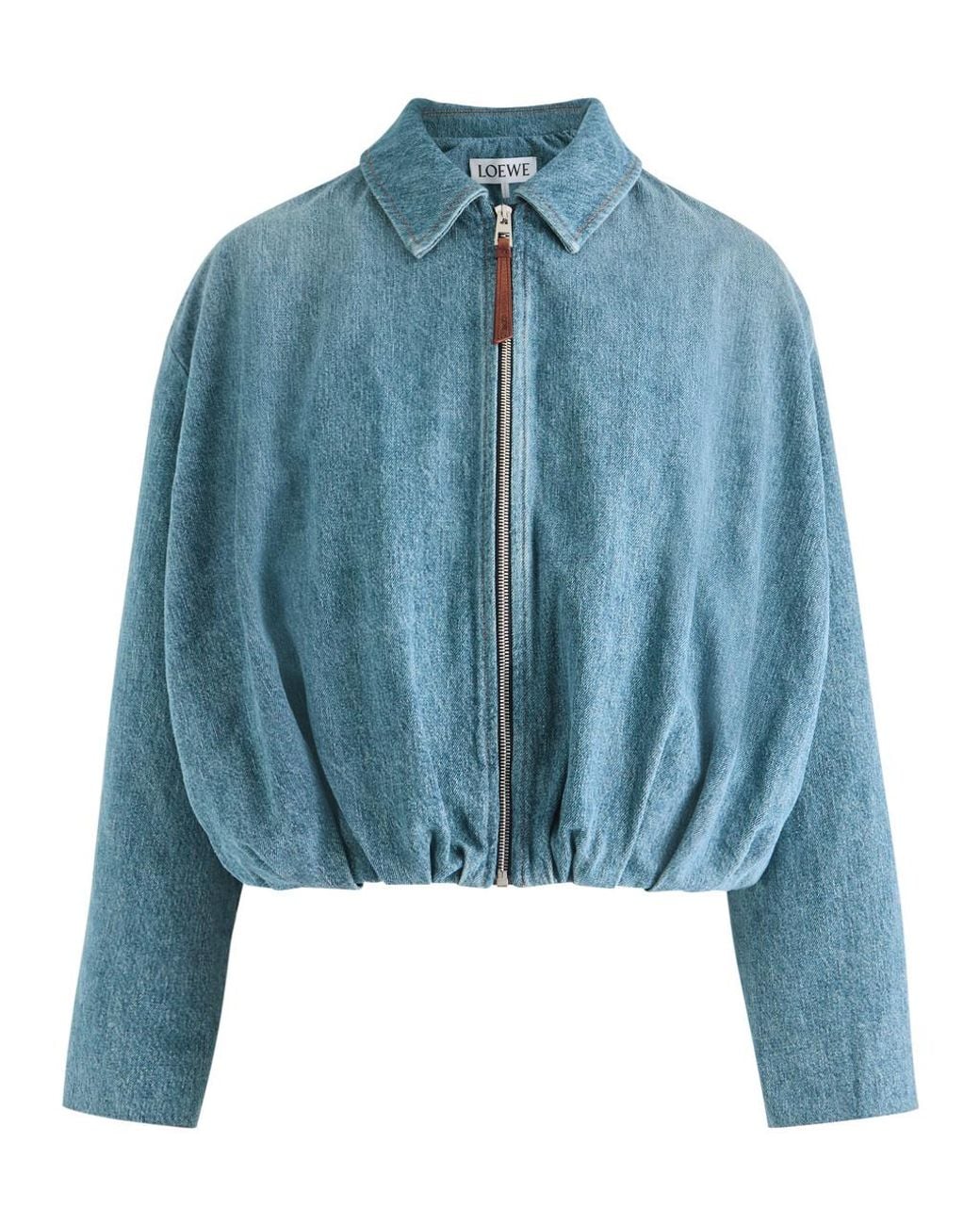 Loewe Gathered Denim Jacket in Blue | Lyst
