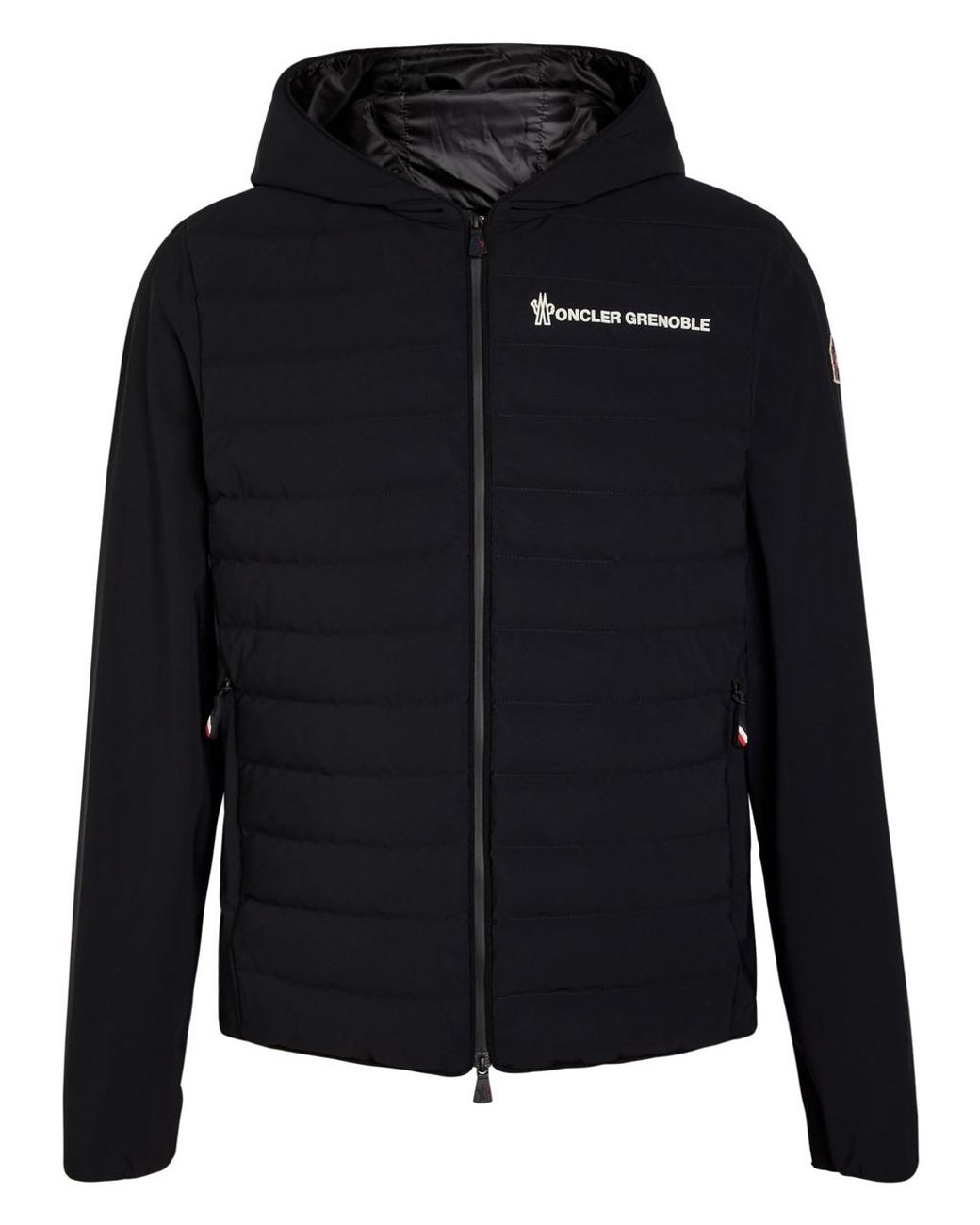 Moncler Logo Hooded Shell Jacket in Black for Men | Lyst