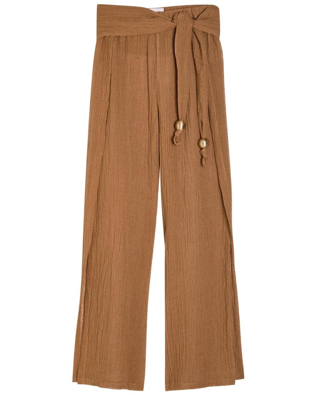 Lisa Marie Fernandez Open Side Linen-Blend Beach Trousers in Brown | Lyst